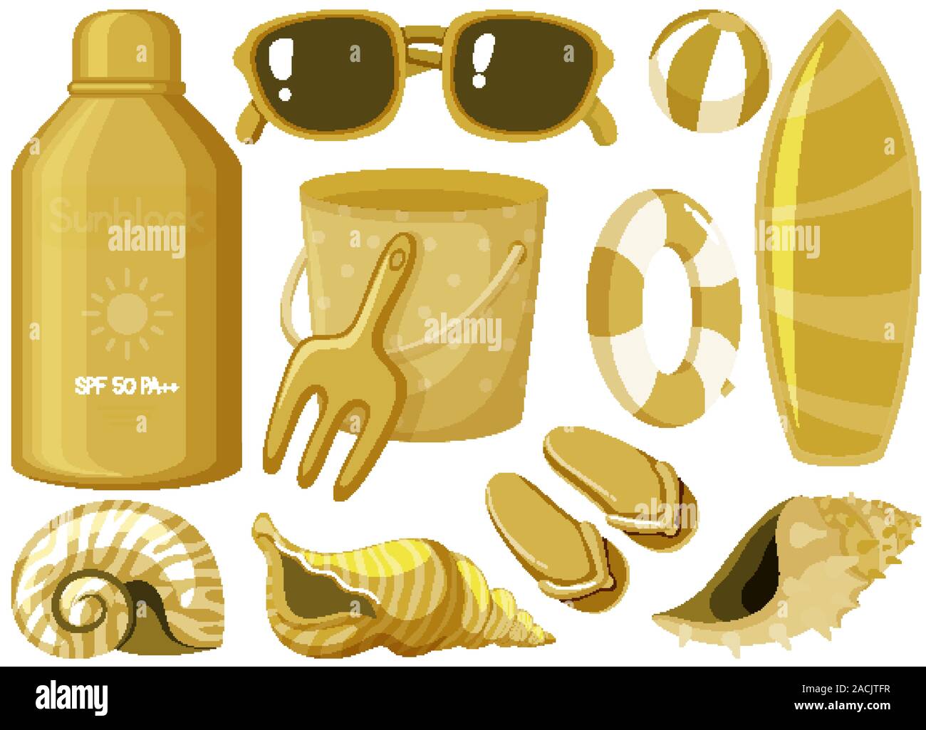 Isolated summer items in yellow color illustration Stock Vector Image ...