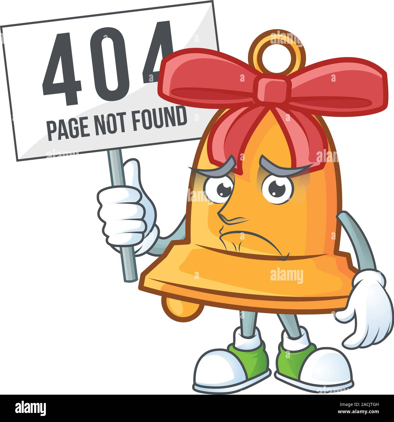 sad cartoon character christmas bell raised up a board Stock Vector ...