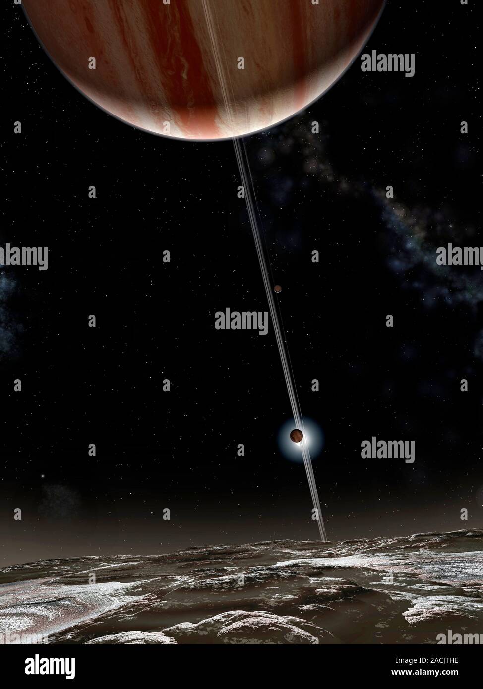 Upsilon Andromedae planetary system. Computer artwork of extrasolar ...