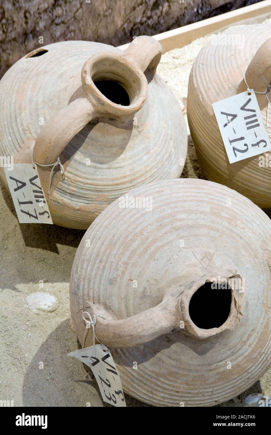 Ancient Greek pottery. Grecian urns from the ancient city of Byzantium ...