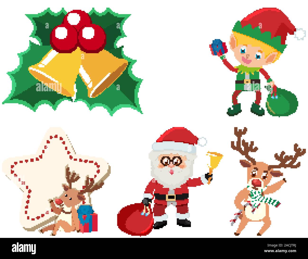 Christmas set with Santa and elf illustration Stock Vector Image & Art ...