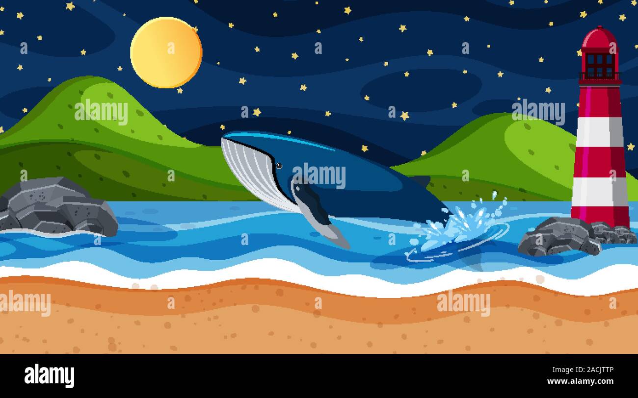 Background scene with whale in the ocean illustration Stock Vector ...