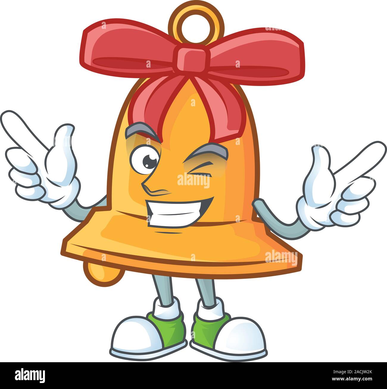 Funny christmas bell cartoon character style with Wink eye Stock Vector ...