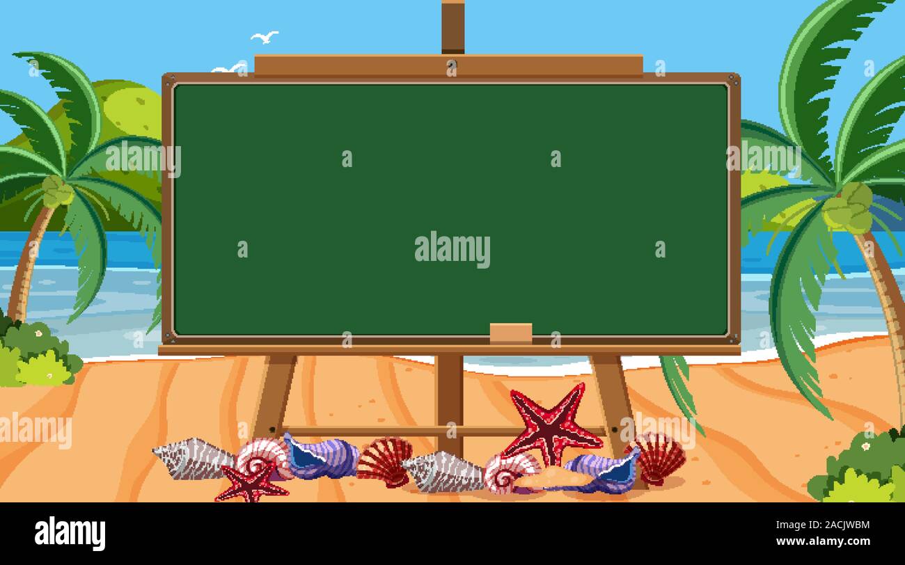 Chalkboard template with ocean in background illustration Stock Vector ...