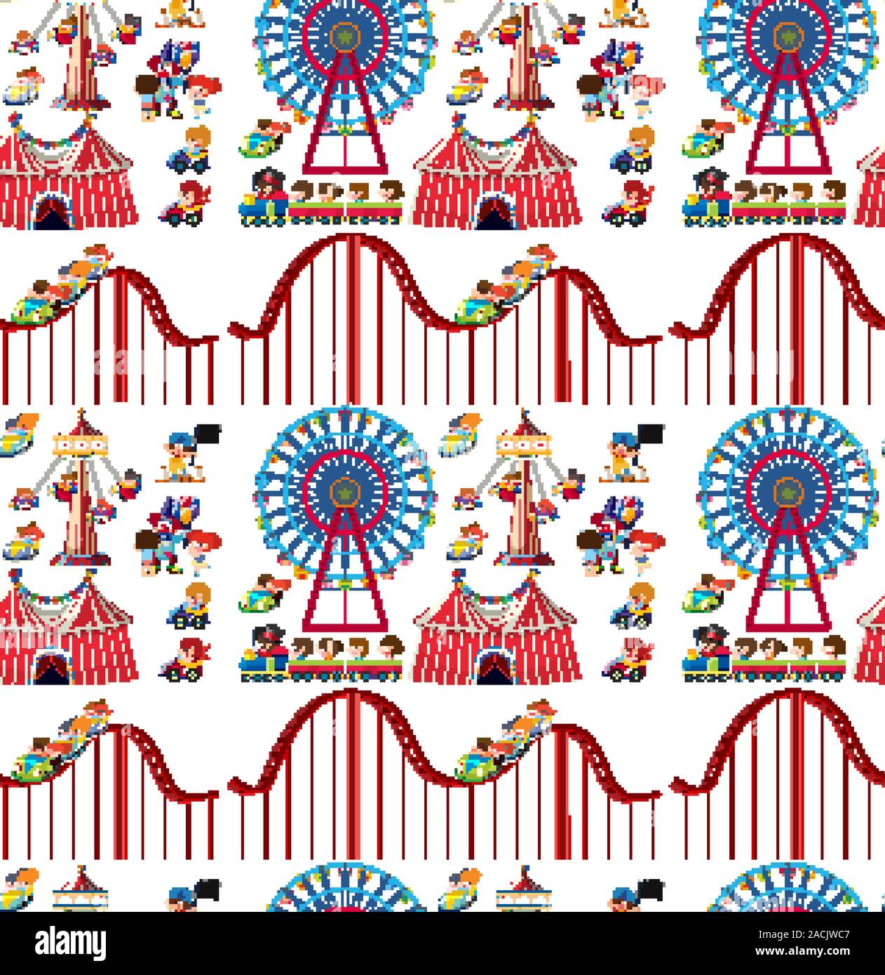 Seamless background design with kids and roller coaster illustration ...
