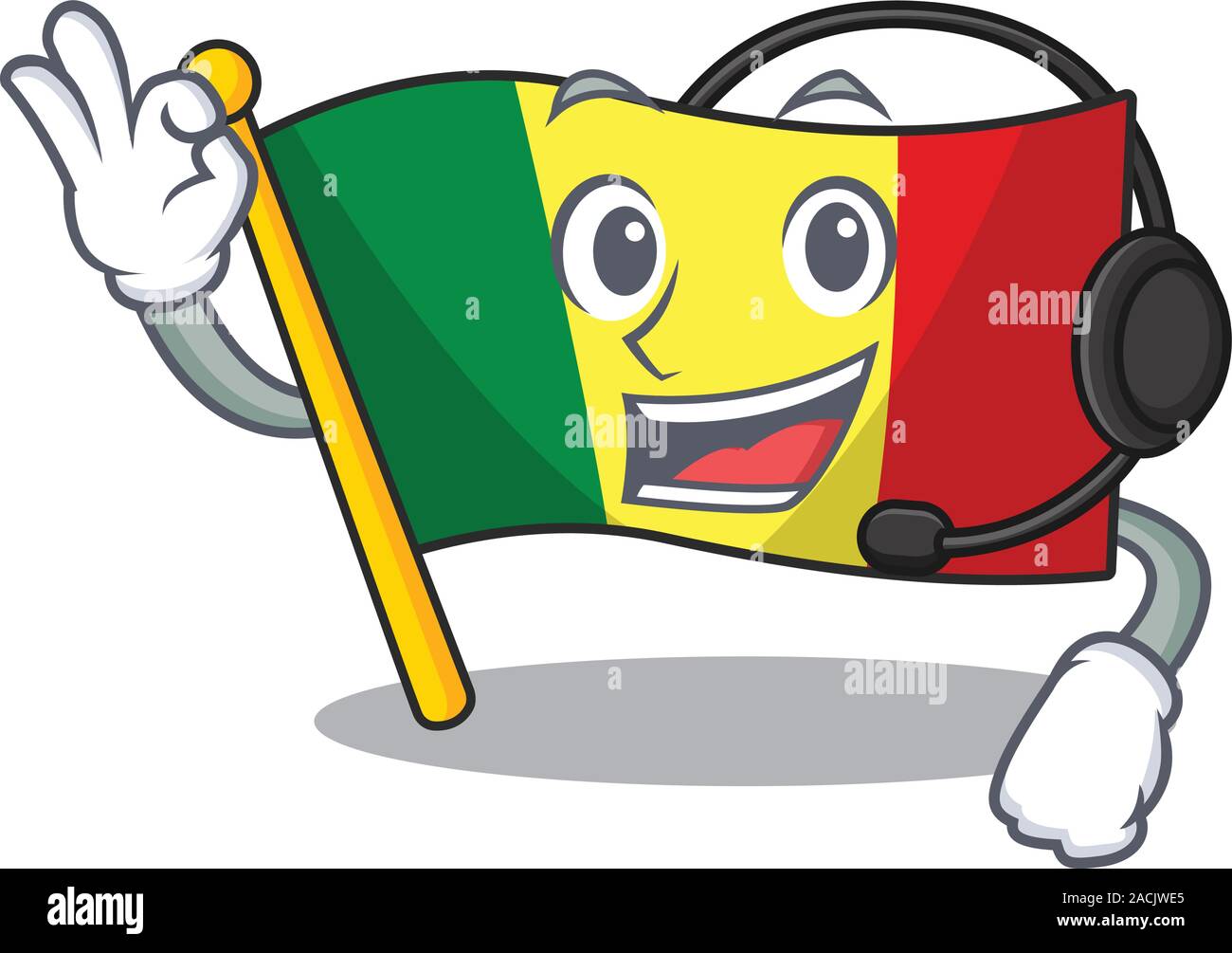 Flag mali cute cartoon character design with headphone Stock Vector ...