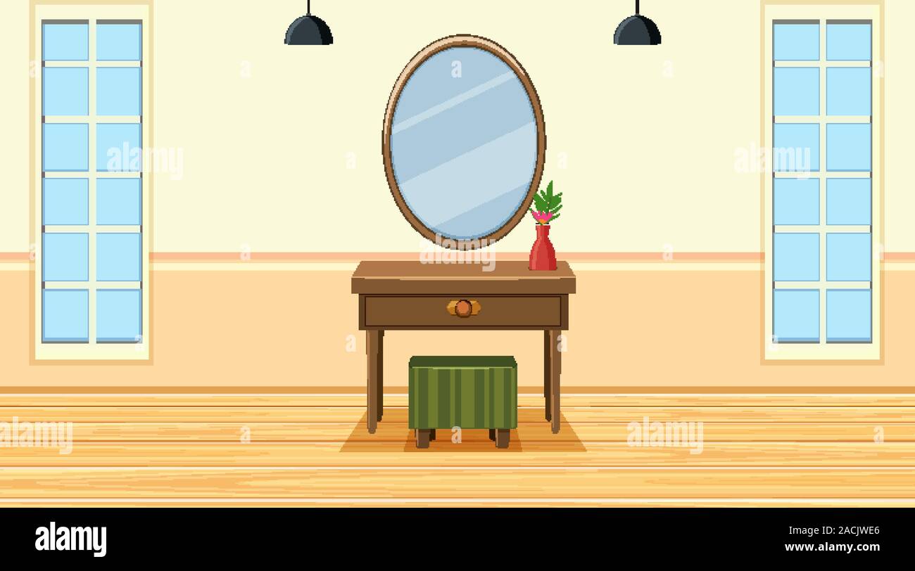 Room with mirror and table illustration Stock Vector Image & Art - Alamy