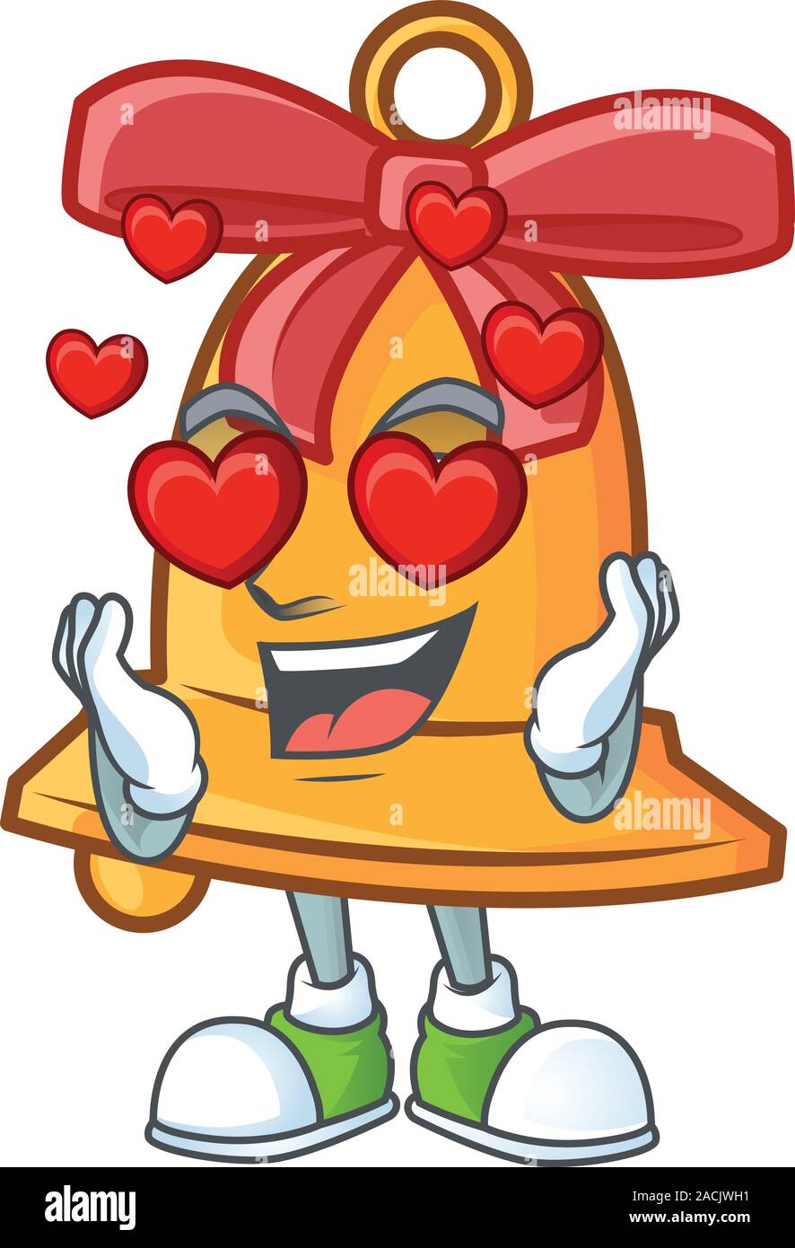 Falling in love happy cute christmas bell cartoon design Stock Vector ...