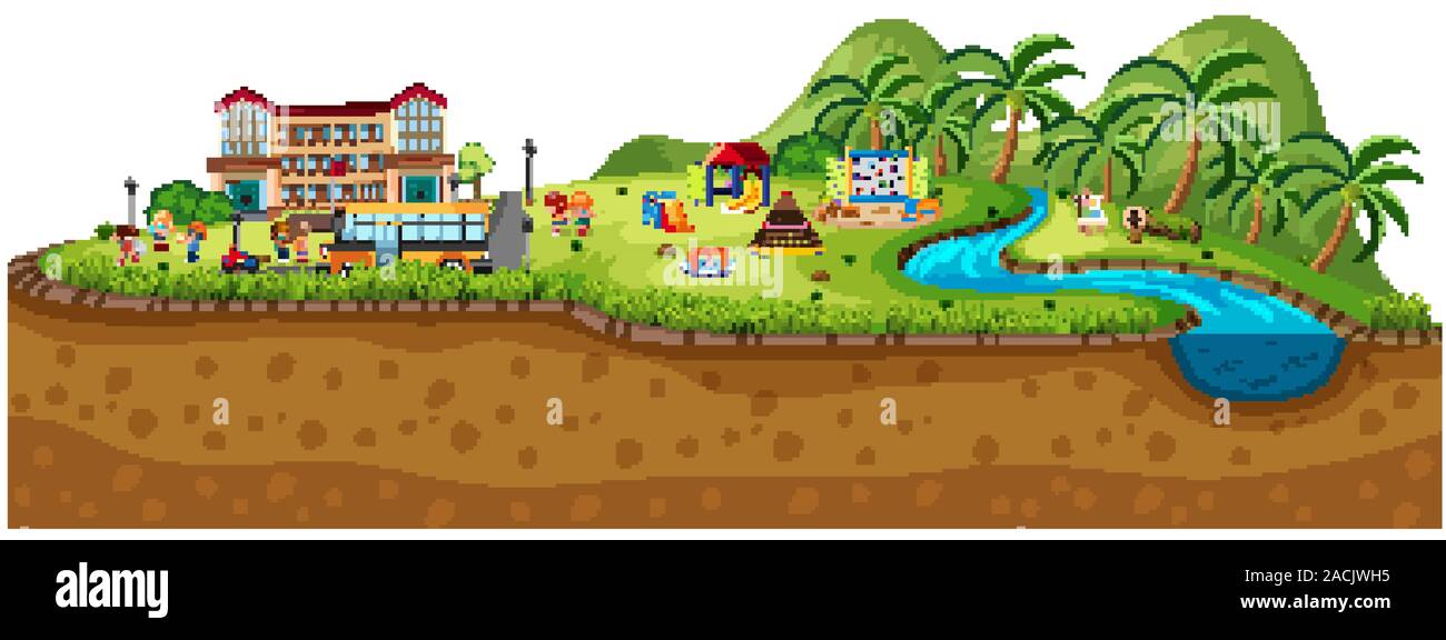 Background scene of children at school illustration Stock Vector Image ...