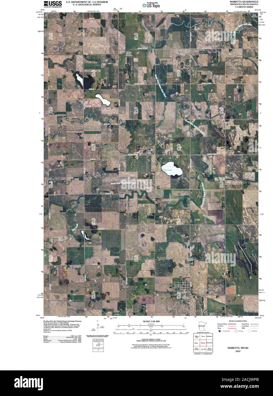 USGS TOPO Map South Dakota MN Marietta 20100831 TM Restoration Stock ...