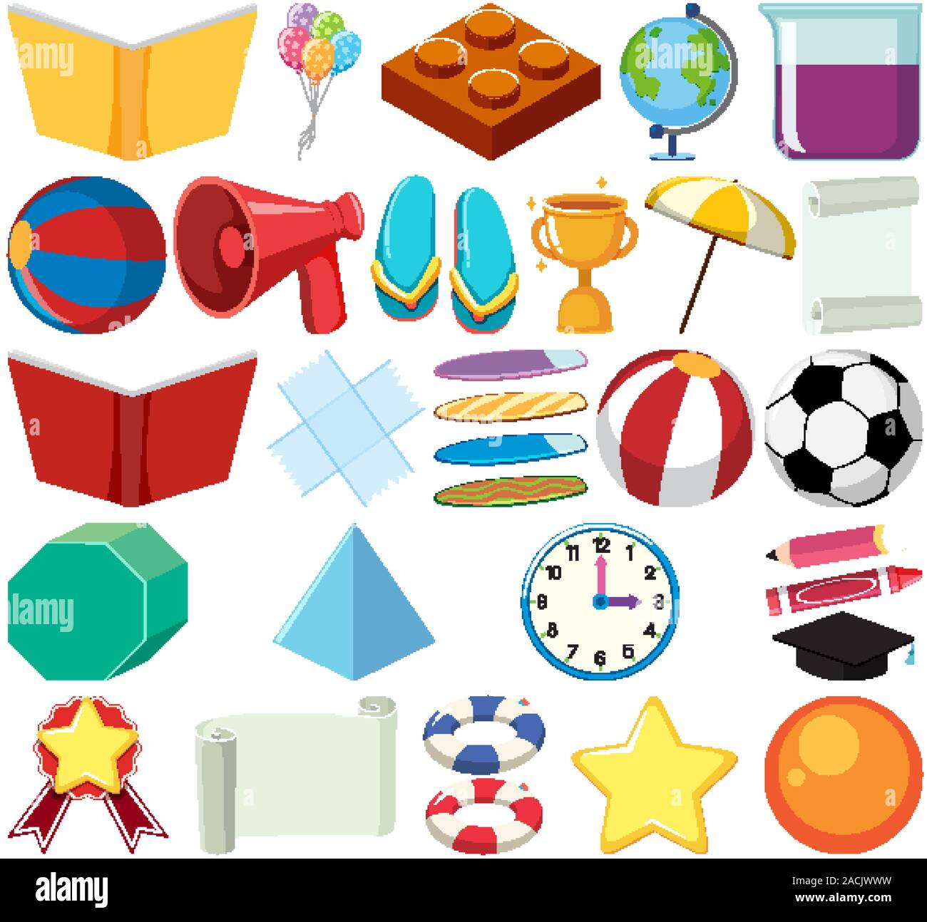 Set of isolated objects theme school items illustration Stock Vector ...