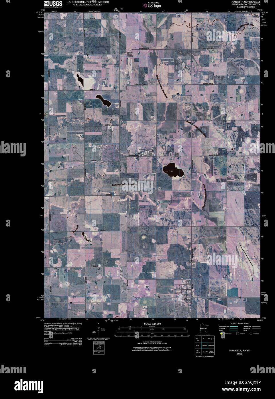 USGS TOPO Map South Dakota MN Marietta 20100831 TM Inverted Restoration ...