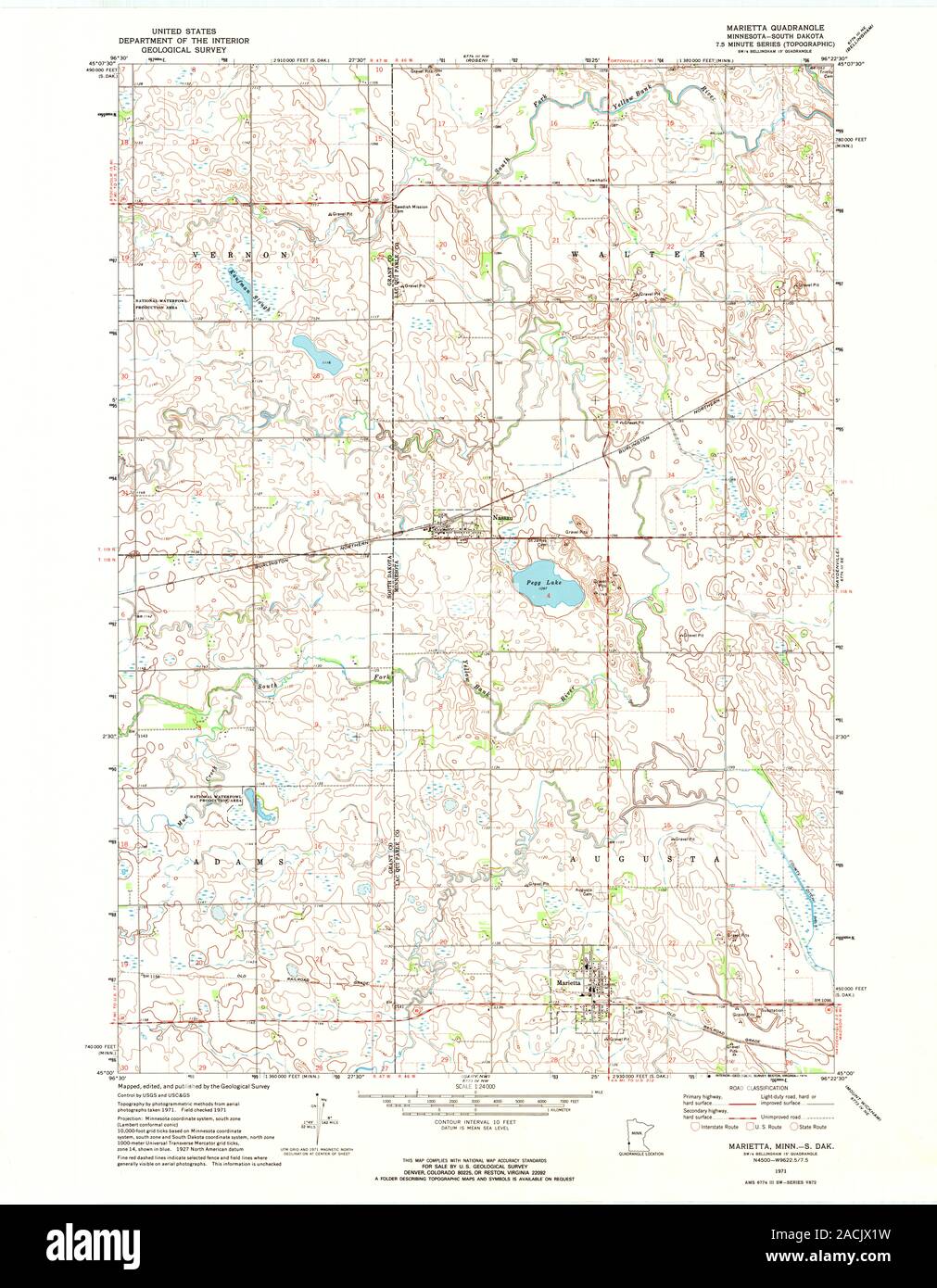 USGS TOPO Map South Dakota MN Marietta 804918 1971 24000 Restoration ...