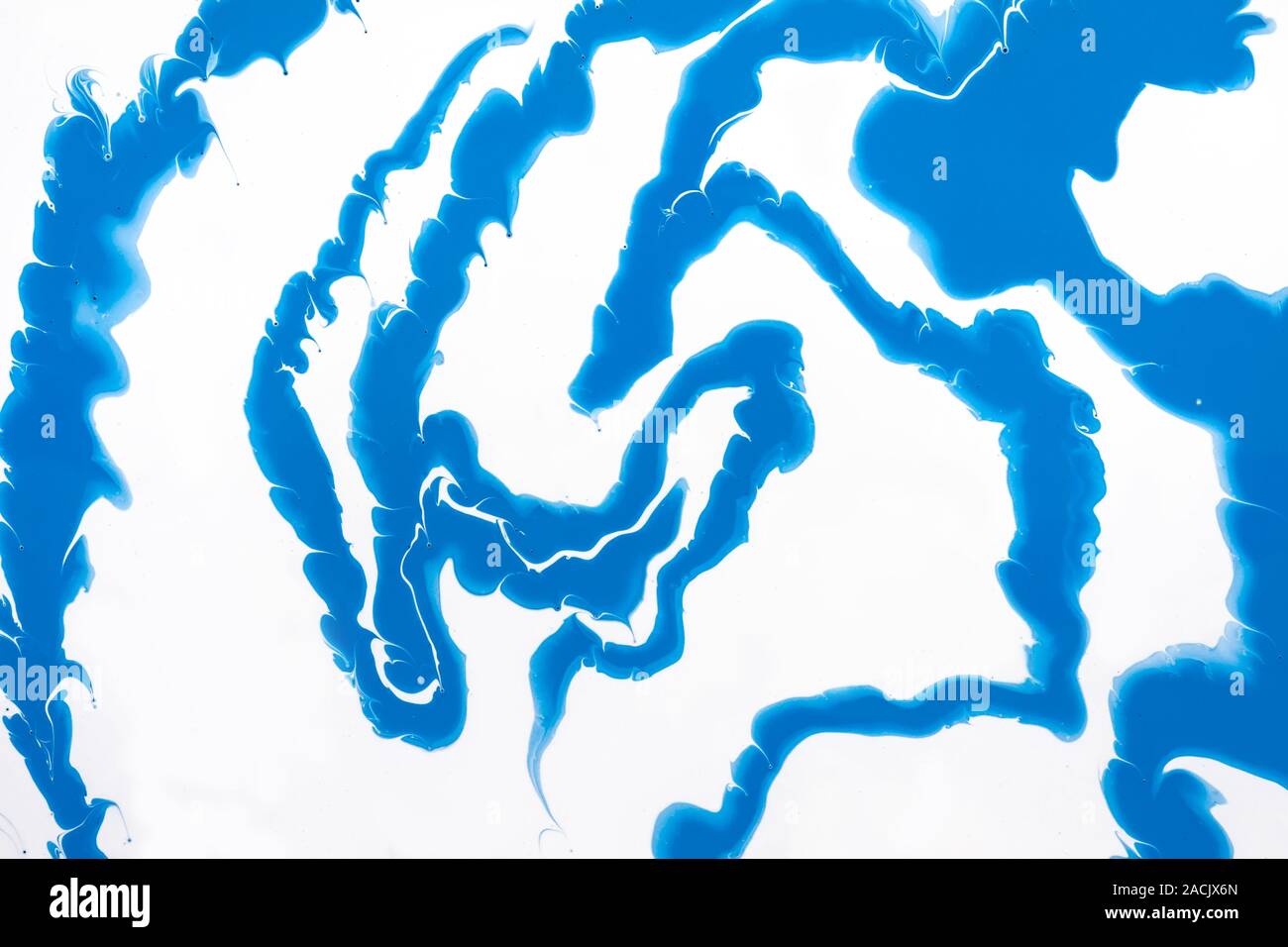 Acrylic Fluid Art. Glowing blue waves and swirls on a white background ...