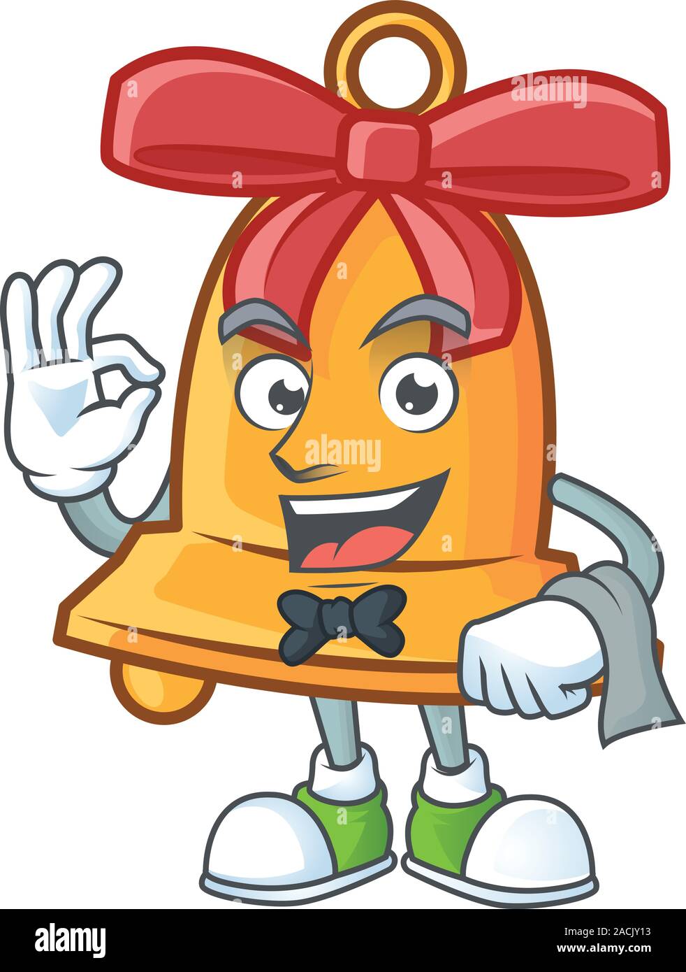 Christmas bell Character on A stylized Waiter look Stock Vector Image ...