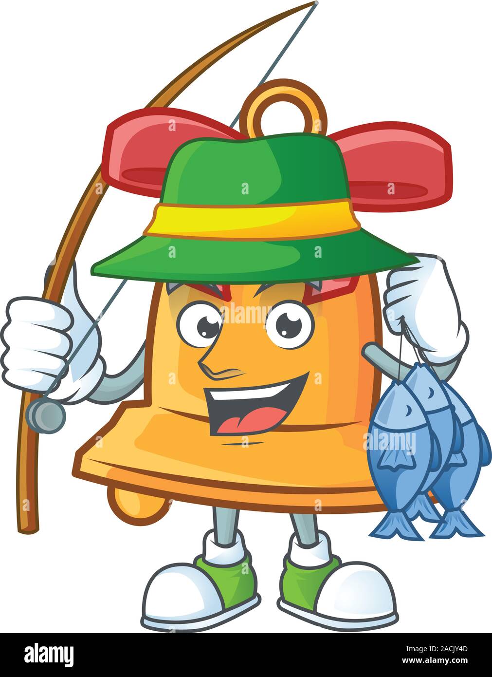 Happy smiley funny Fishing christmas bell design Stock Vector Image ...