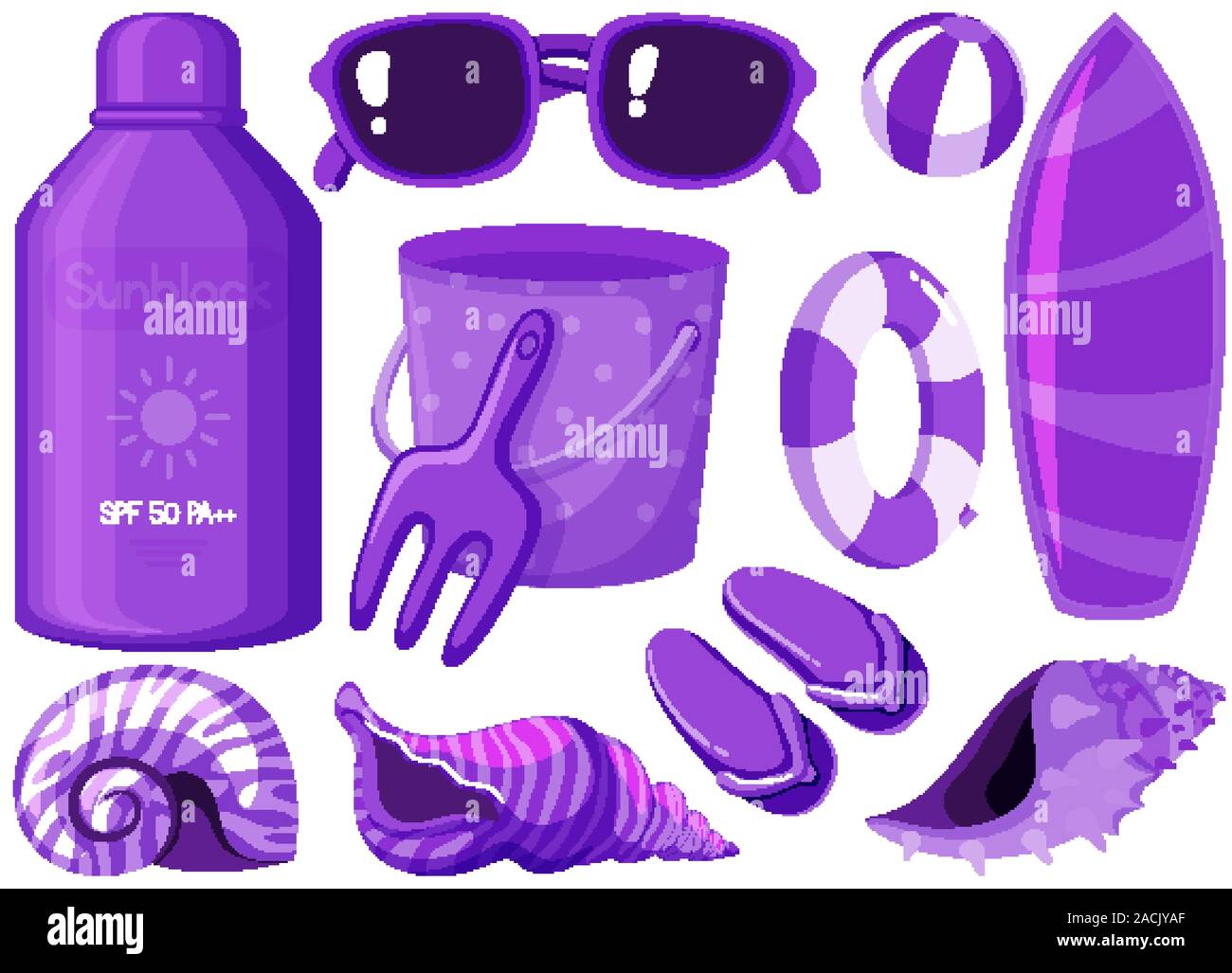 Isolated summer items in purple color illustration Stock Vector Image ...