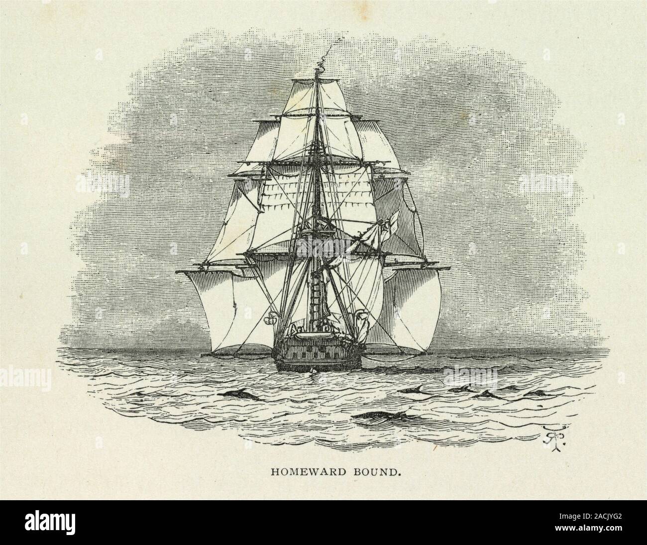 HMS Beagle. Illustration from the first illustrated edition of 'The ...