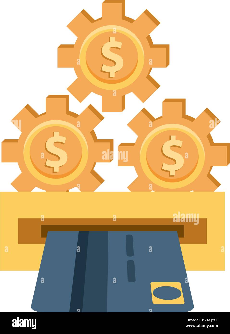 gears with money symbols and atm hole Stock Vector Image & Art - Alamy