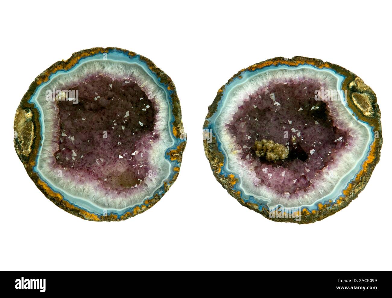 An amethyst geode is formed when large crystals grow in open spaces ...
