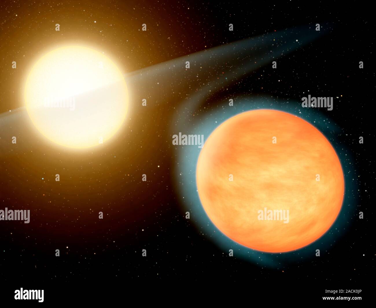 WASP-12b extrasolar planet. Artwork showing the extrasolar planet WASP ...