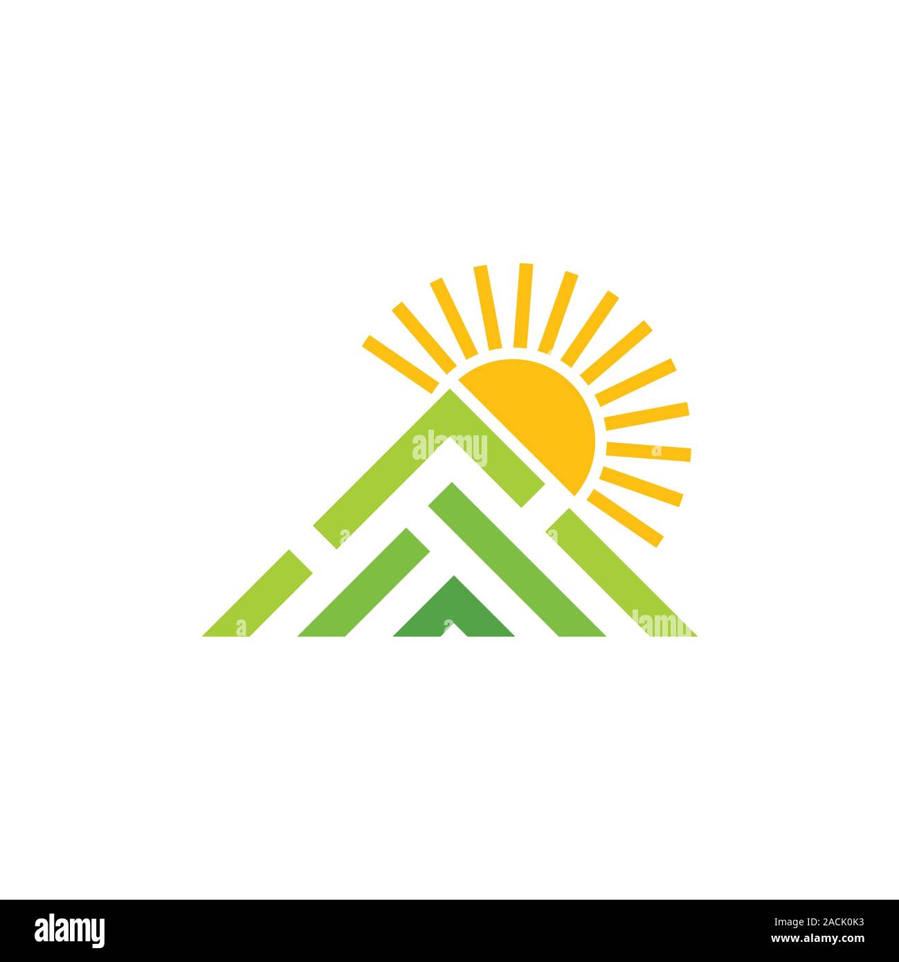 colorful mountain sun simple triangle stripes geometric logo vector ...