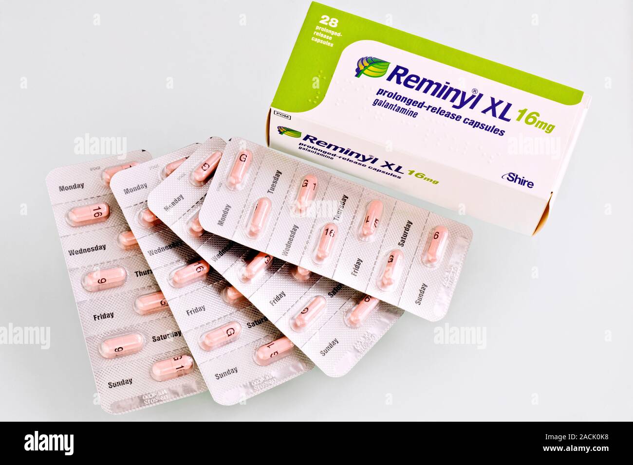 Galantamine Alzheimer's drug. Blister packs and box of galantamine ...