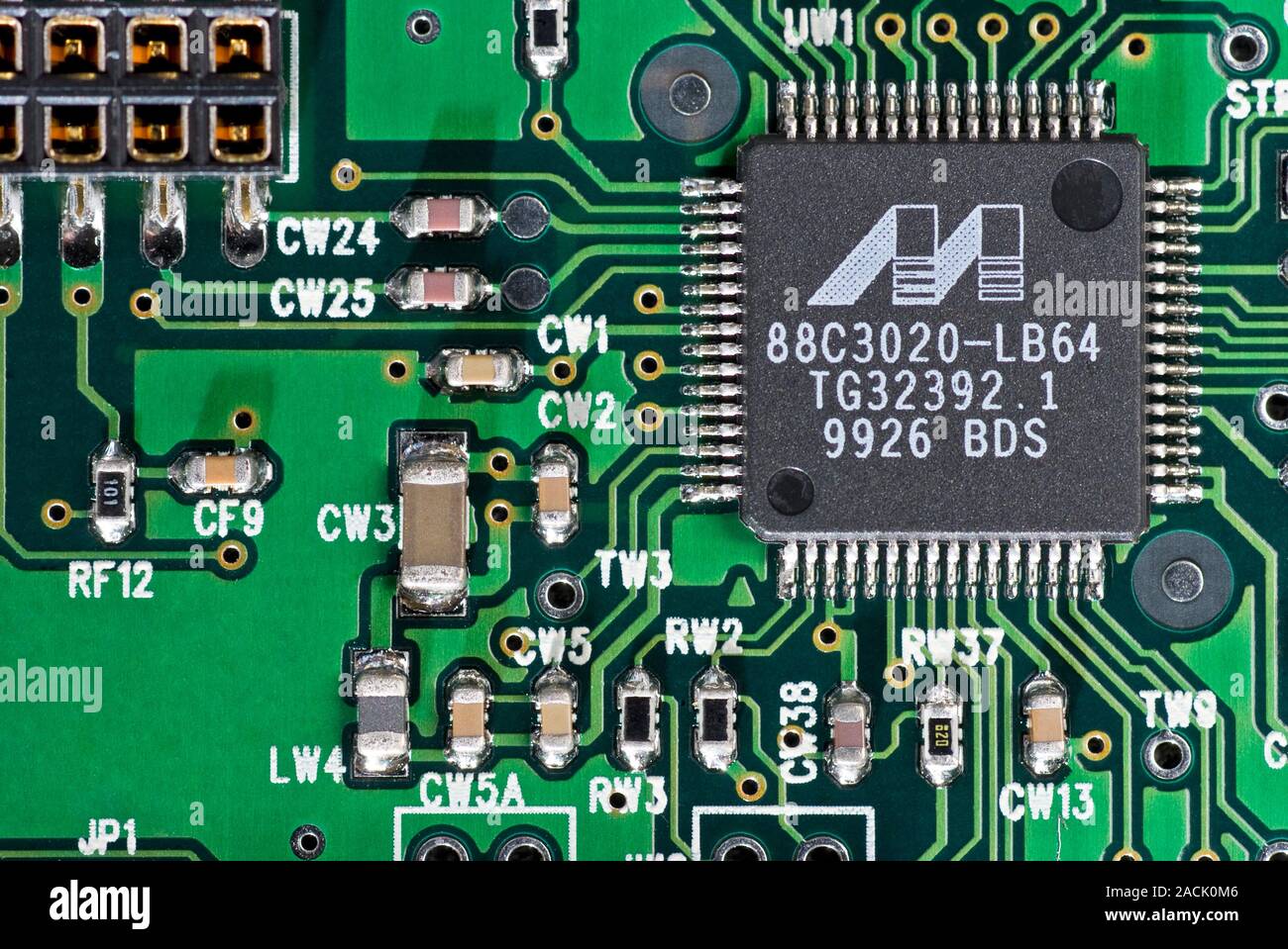 Circuit board. Close-up of electronic components on a printed circuit board (pcb Stock Photo - Alamy
