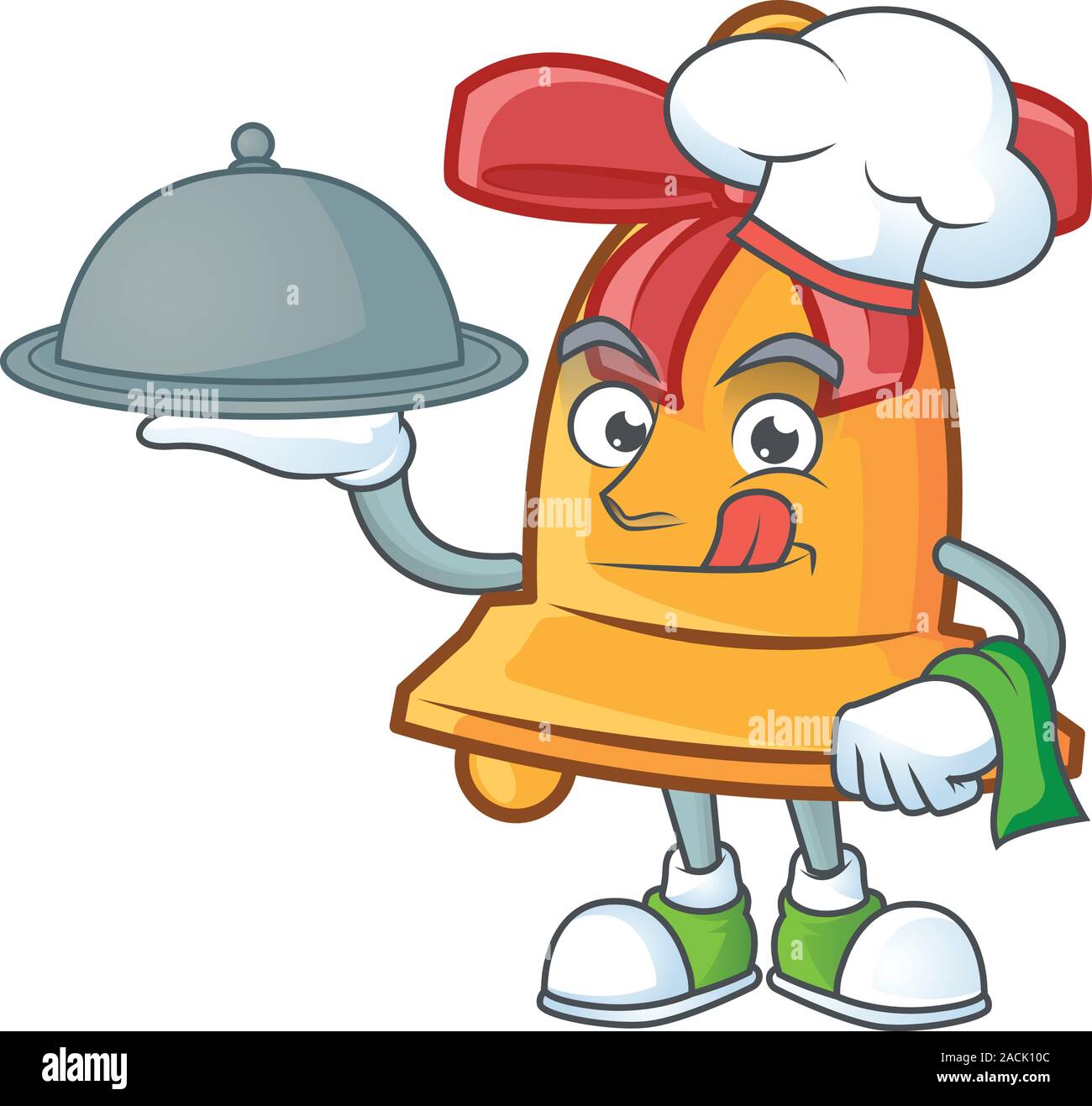 smiling christmas bell as a Chef with food cartoon style design Stock ...