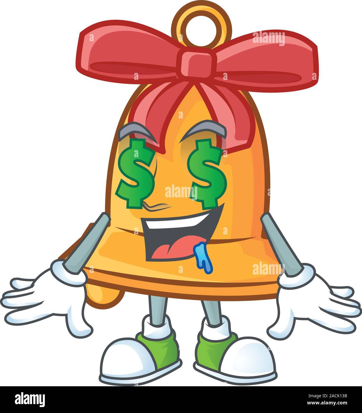 Christmas bell with Money eye cartoon character design Stock Vector ...