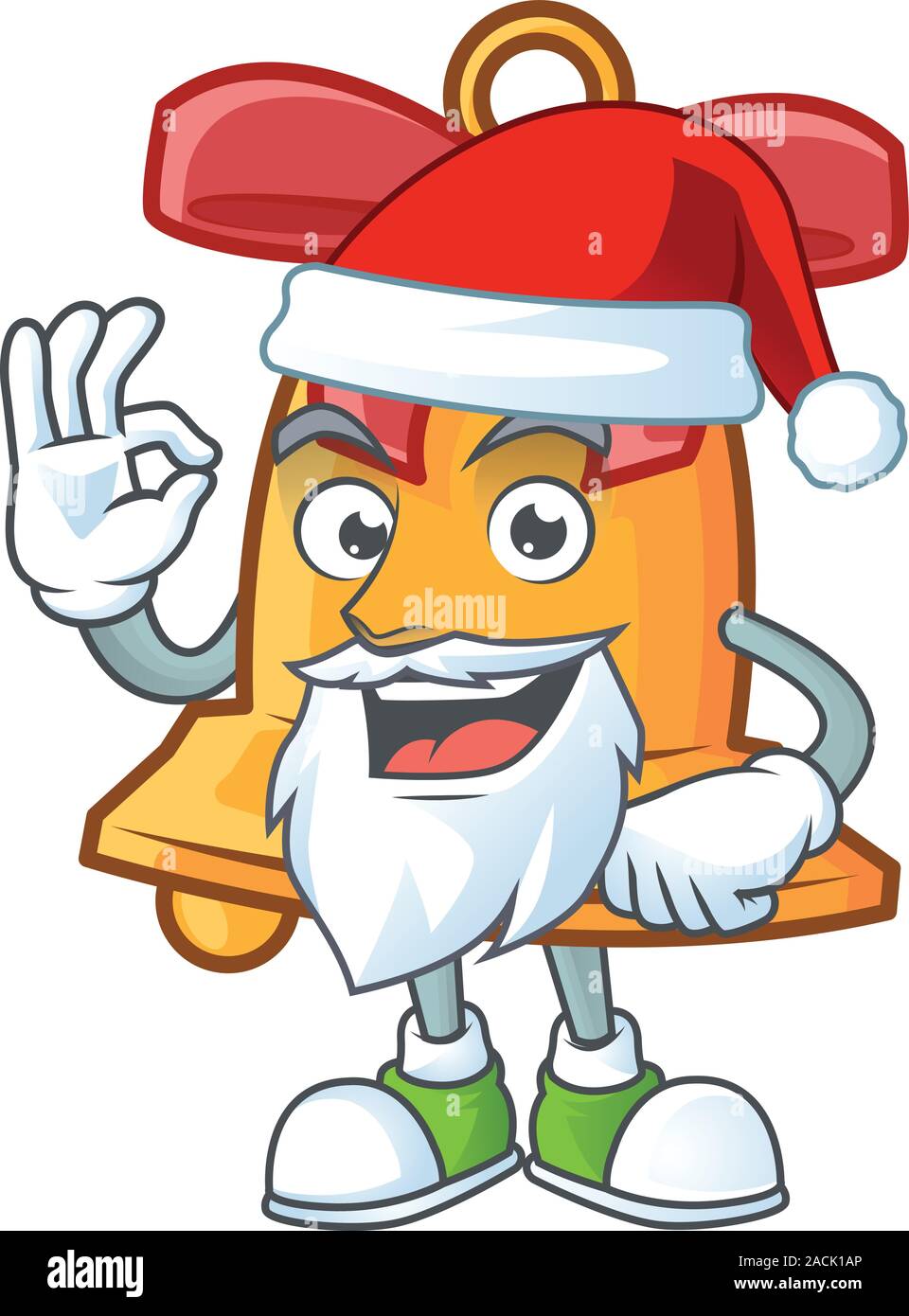 Christmas bell in Santa cartoon character design Stock Vector Image ...