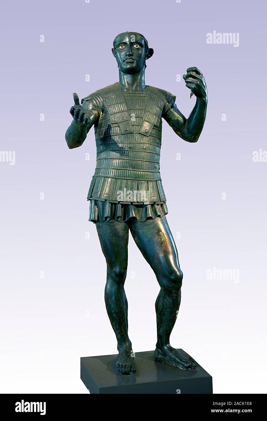 Etruscan warrior (Mars of Todi} hollow-cast bronze statue 141 cm. high ...