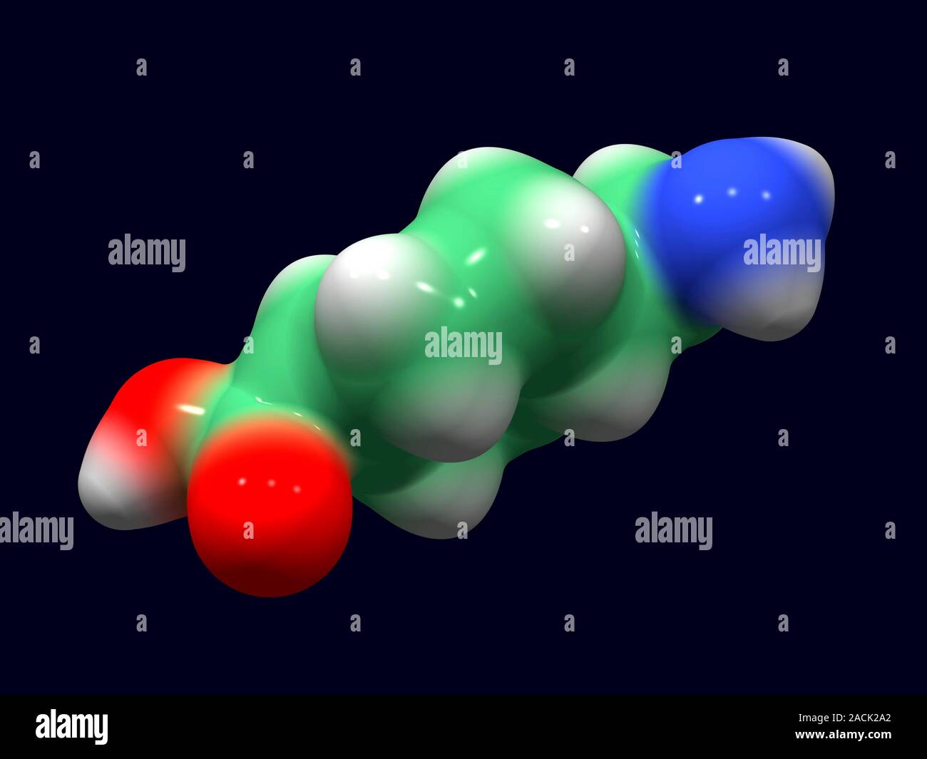 Tranexamic acid molecule. Computer model showing the structure of a ...
