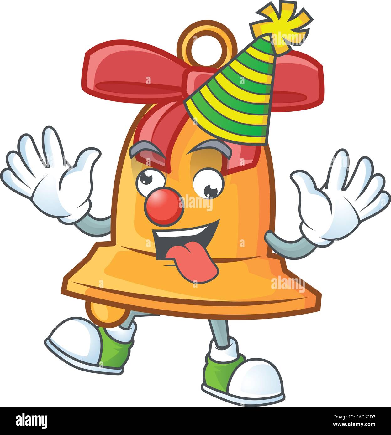 Cute Clown christmas bell placed on cartoon character style design ...