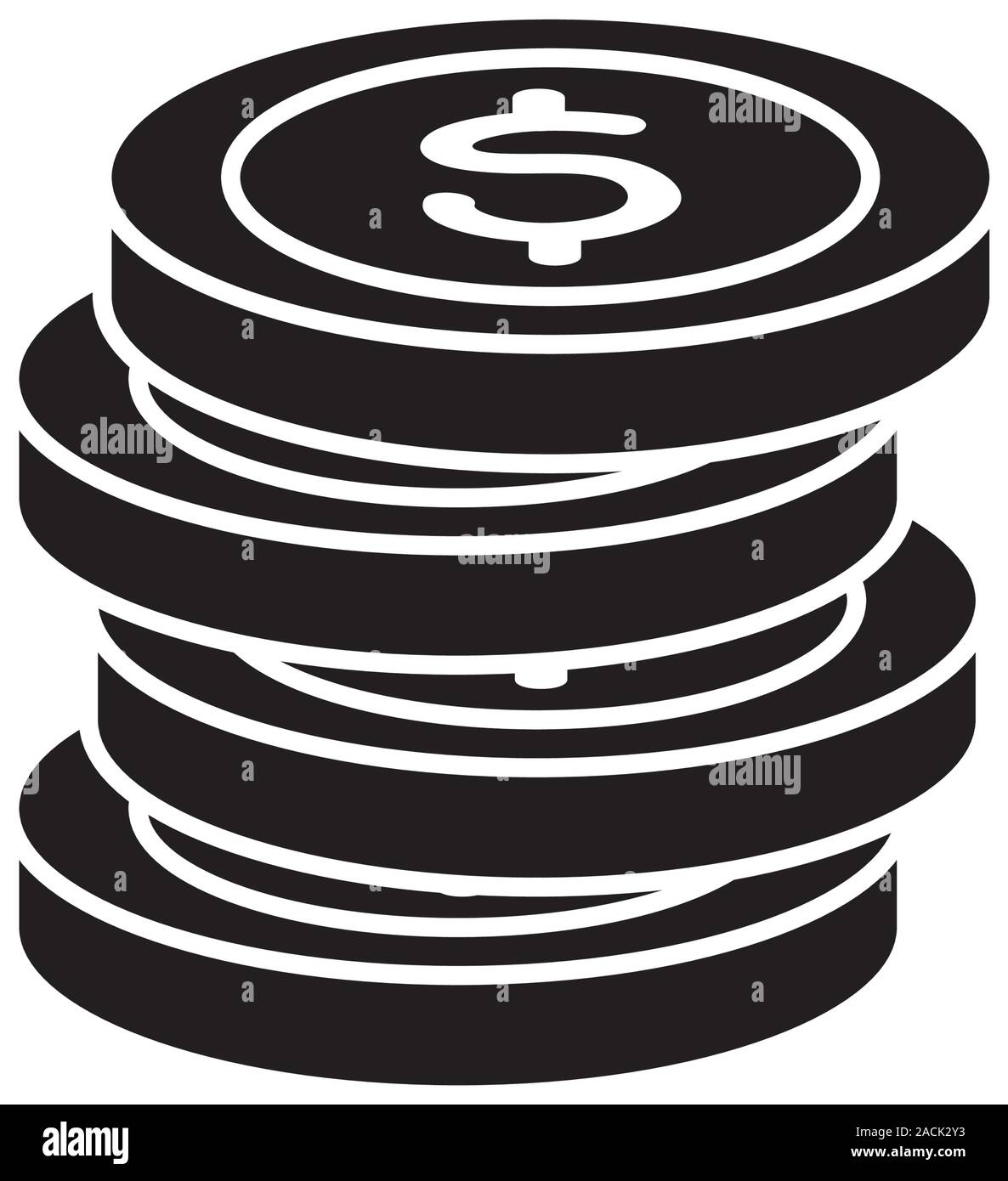 silhouette of pile coins money cash isolated icon Stock Vector Image ...