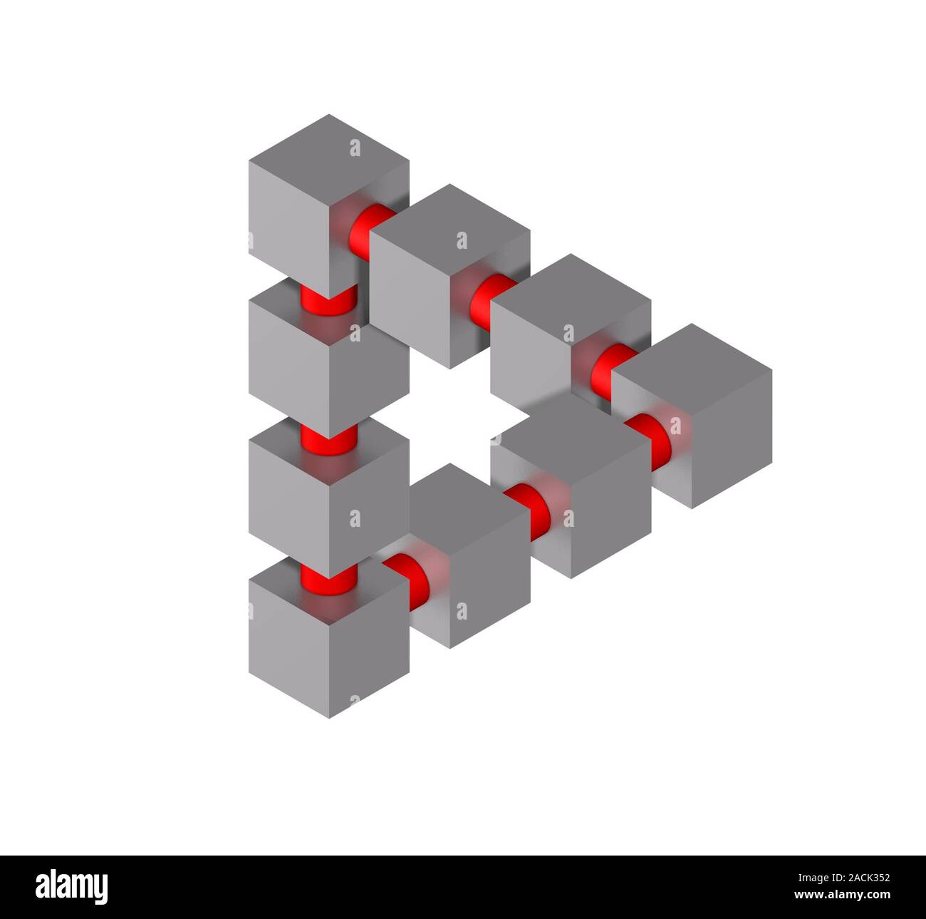 Impossible triangle, computer artwork. This is an impossible figure ...