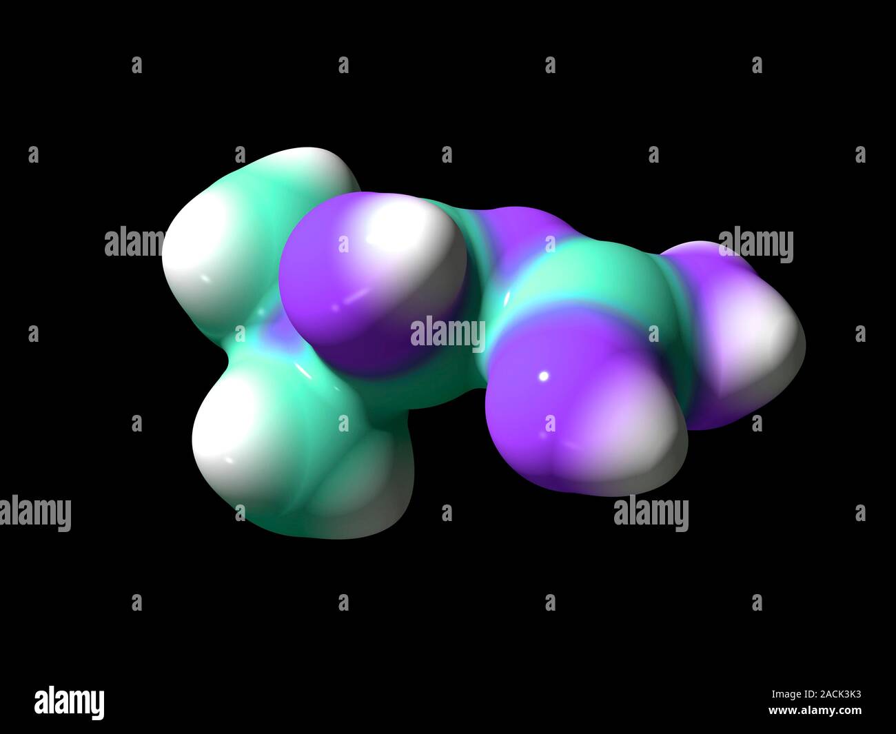 Metformin diabetes drug molecule. Computer model showing the structure ...
