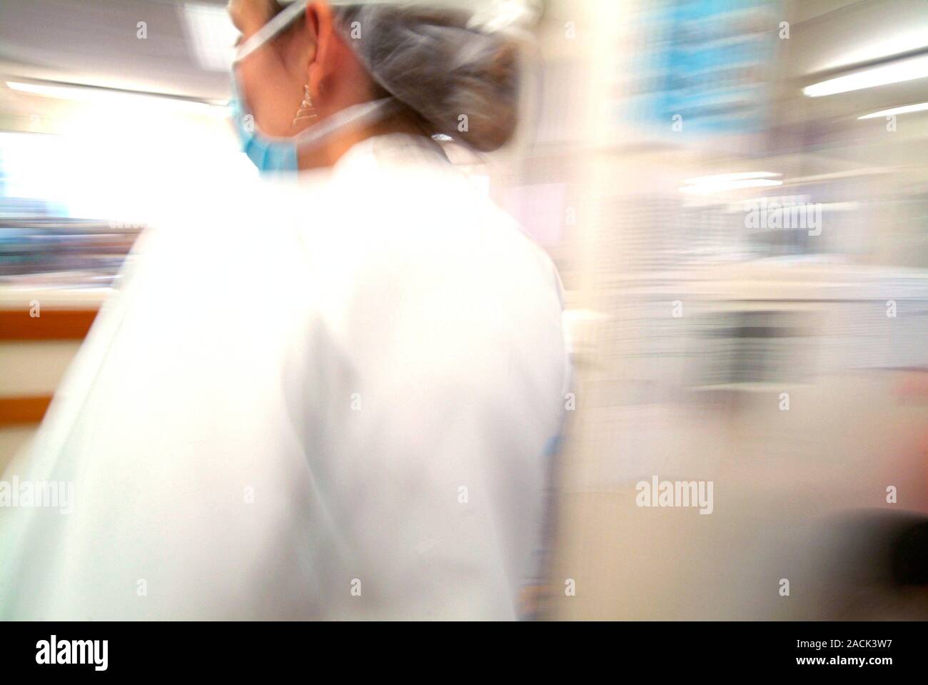 Intensive care unit. Nurse on the intensive care unit of a hospital ...