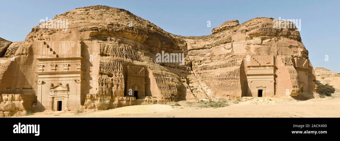 Mada'in Saleh. Rock tombs in the ancient city of Mada'in Saleh (or ...