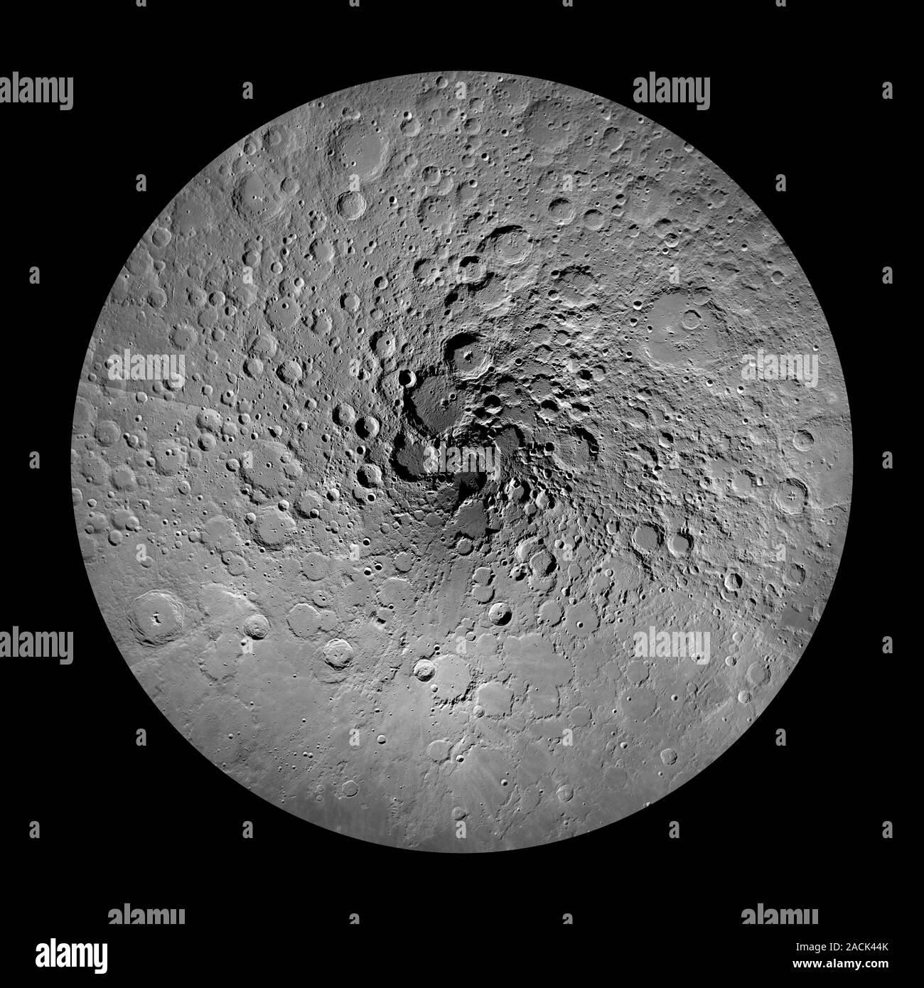 Moon's north pole. Satellite image centred on the Moon's north pole ...