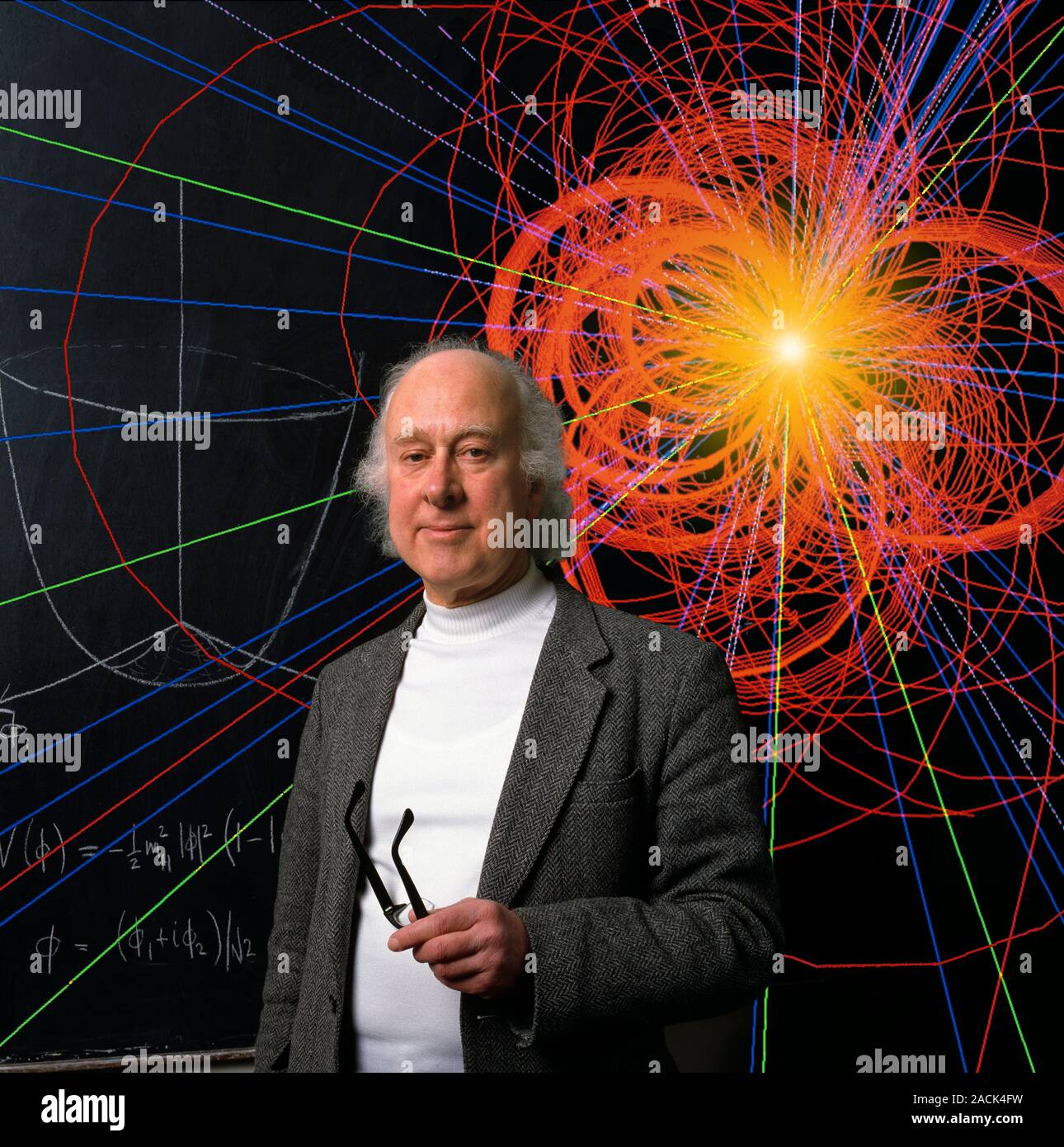 British theoretical physicist Professor Peter Higgs (b. 1929). In 1964 ...