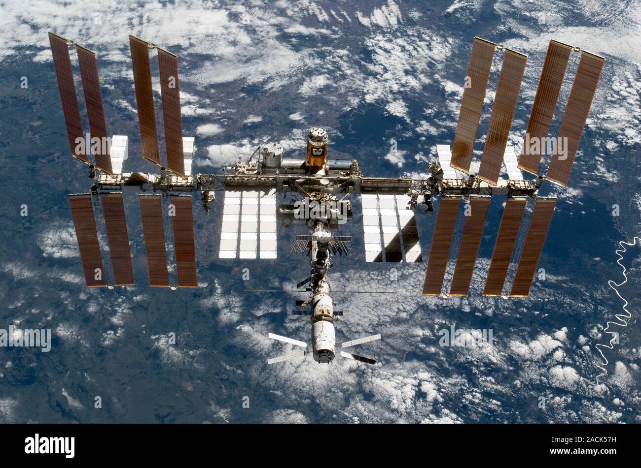 International Space Station (ISS), March 2011. Numerous solar panel ...