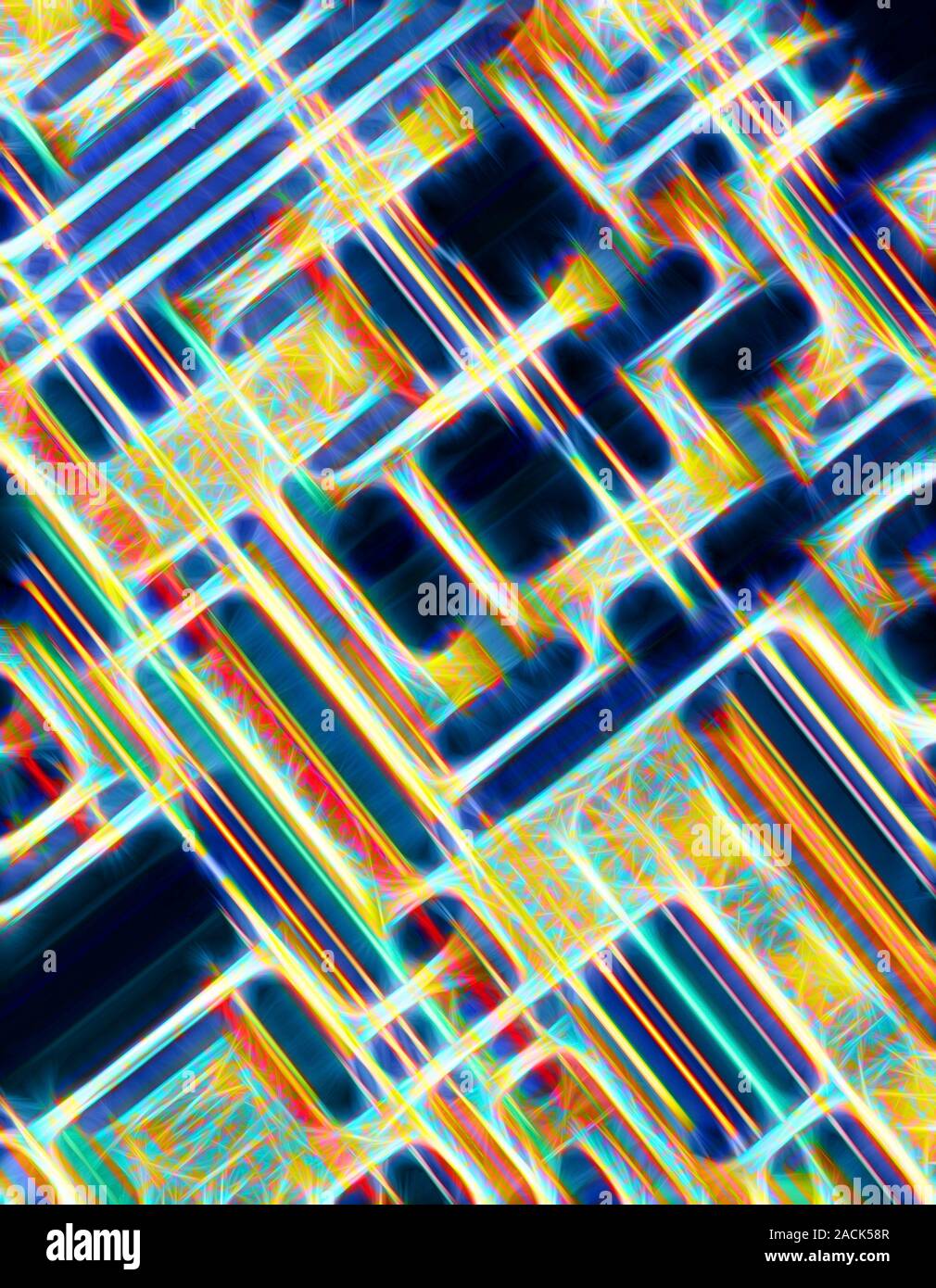 Microchip. Computer artwork depicting of a light micrograph of the ...