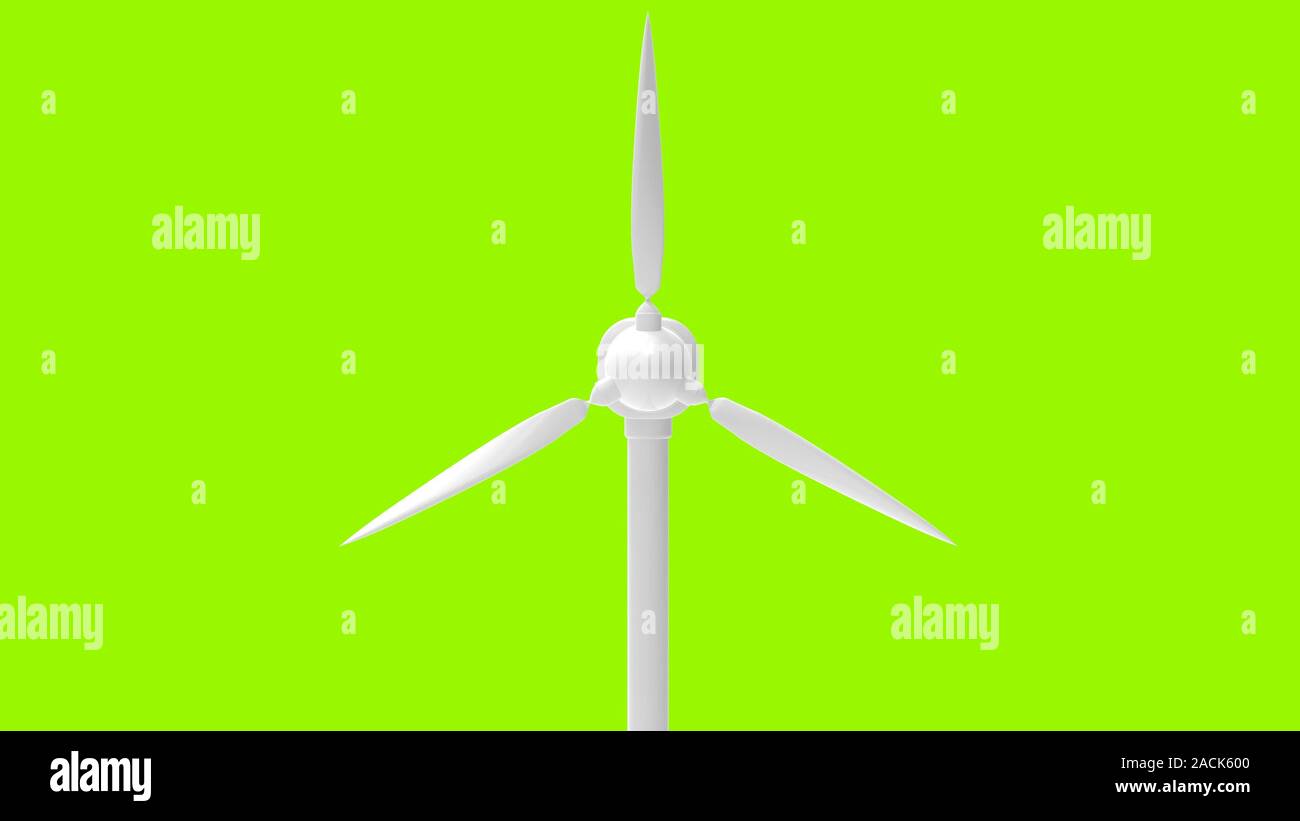 3d rendering of a wind turbine isolated in a colored studio background ...
