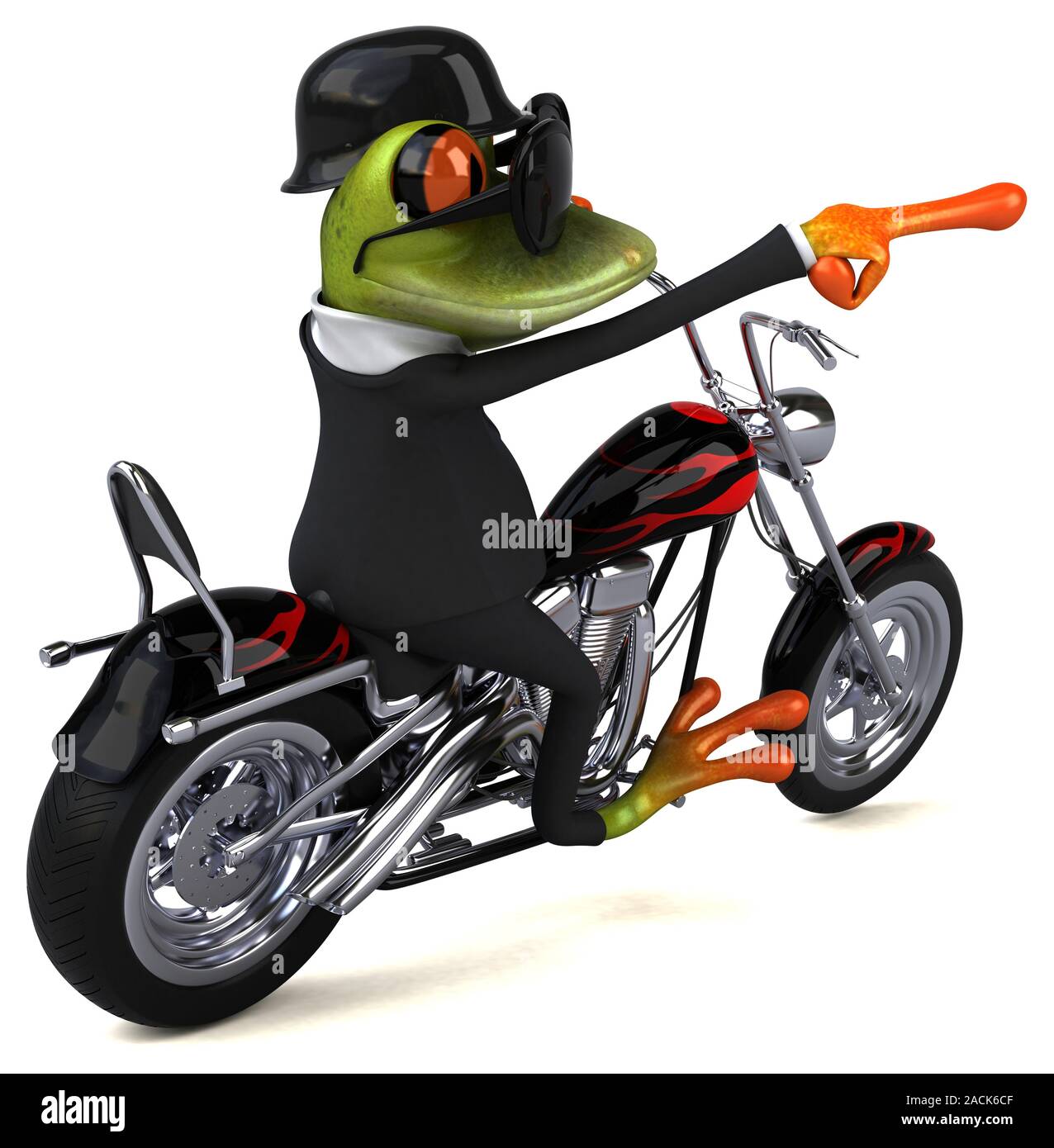 Fun frog on a motorcycle - 3D Illustration Stock Photo - Alamy