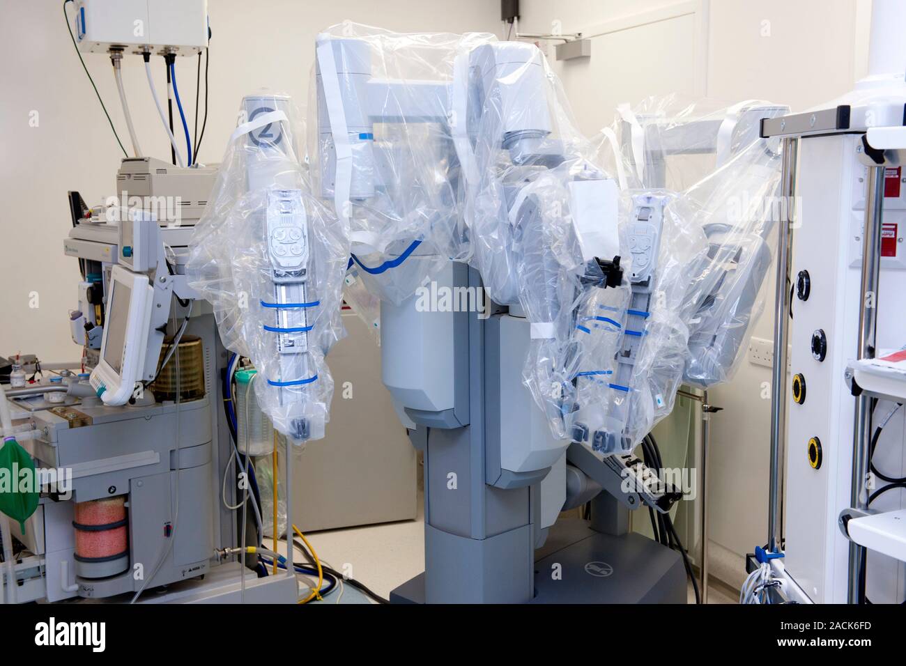 Robotic surgery. Da Vinci robot surgeon. This remote controlled ...