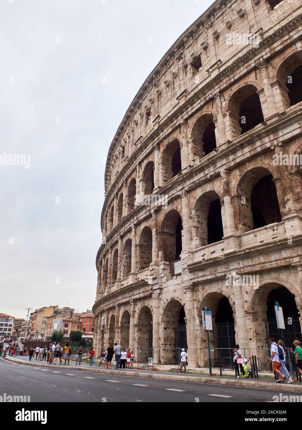 Rome, Italy - September 2018. Crowds of tourists around The Colosseum ...