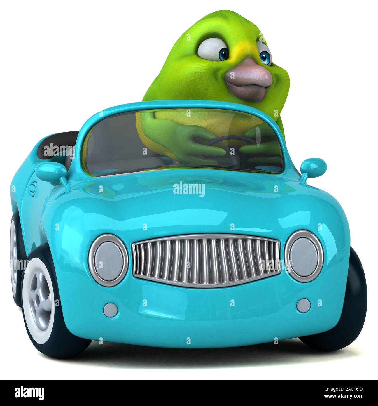 Fun green bird - 3D Illustration Stock Photo - Alamy