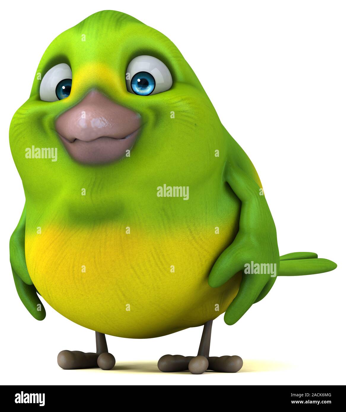 Fun green bird - 3D Illustration Stock Photo - Alamy
