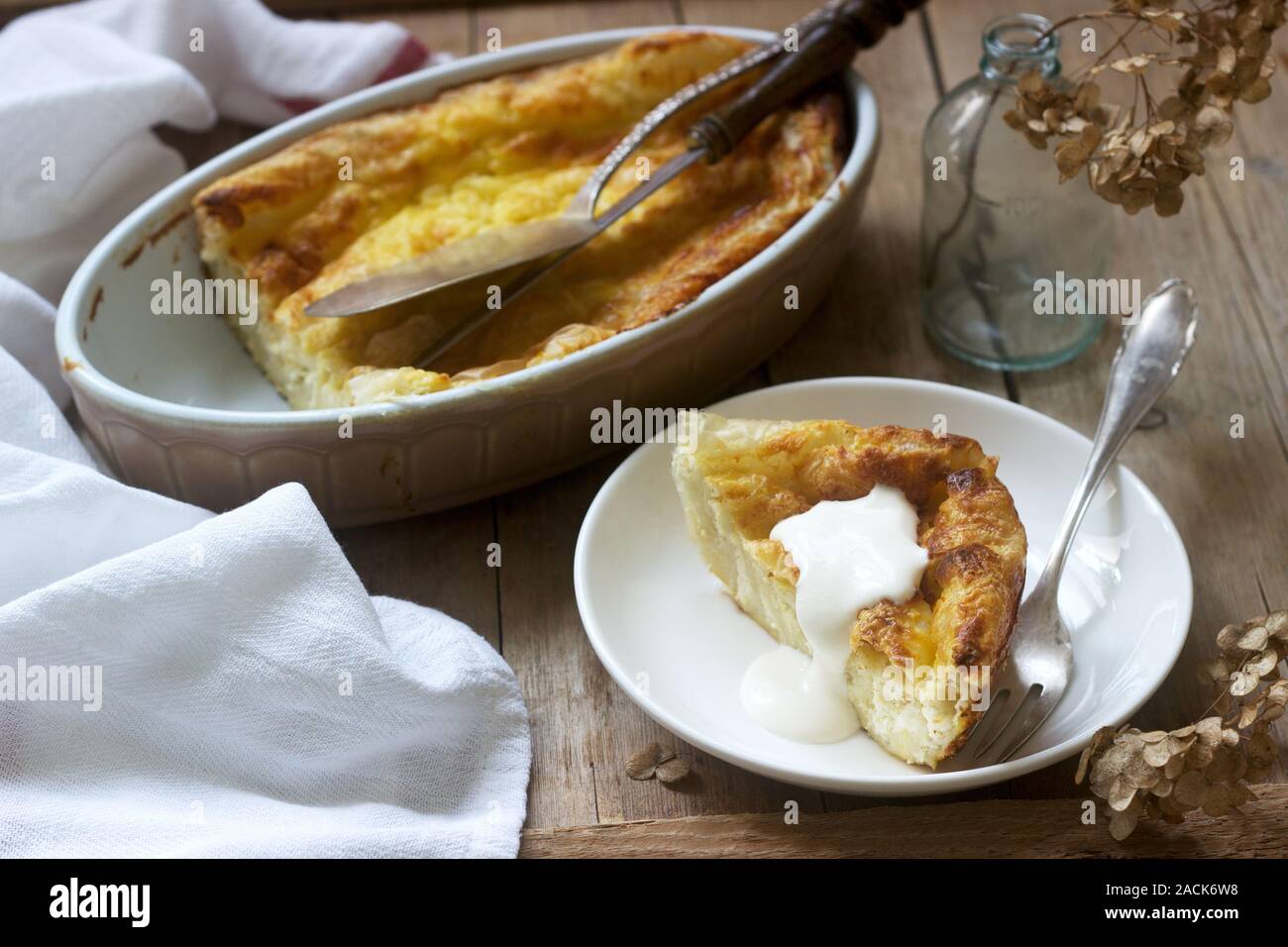 Banitsa, a traditional Bulgarian or Balkan filo pastry pie stuffed with ...